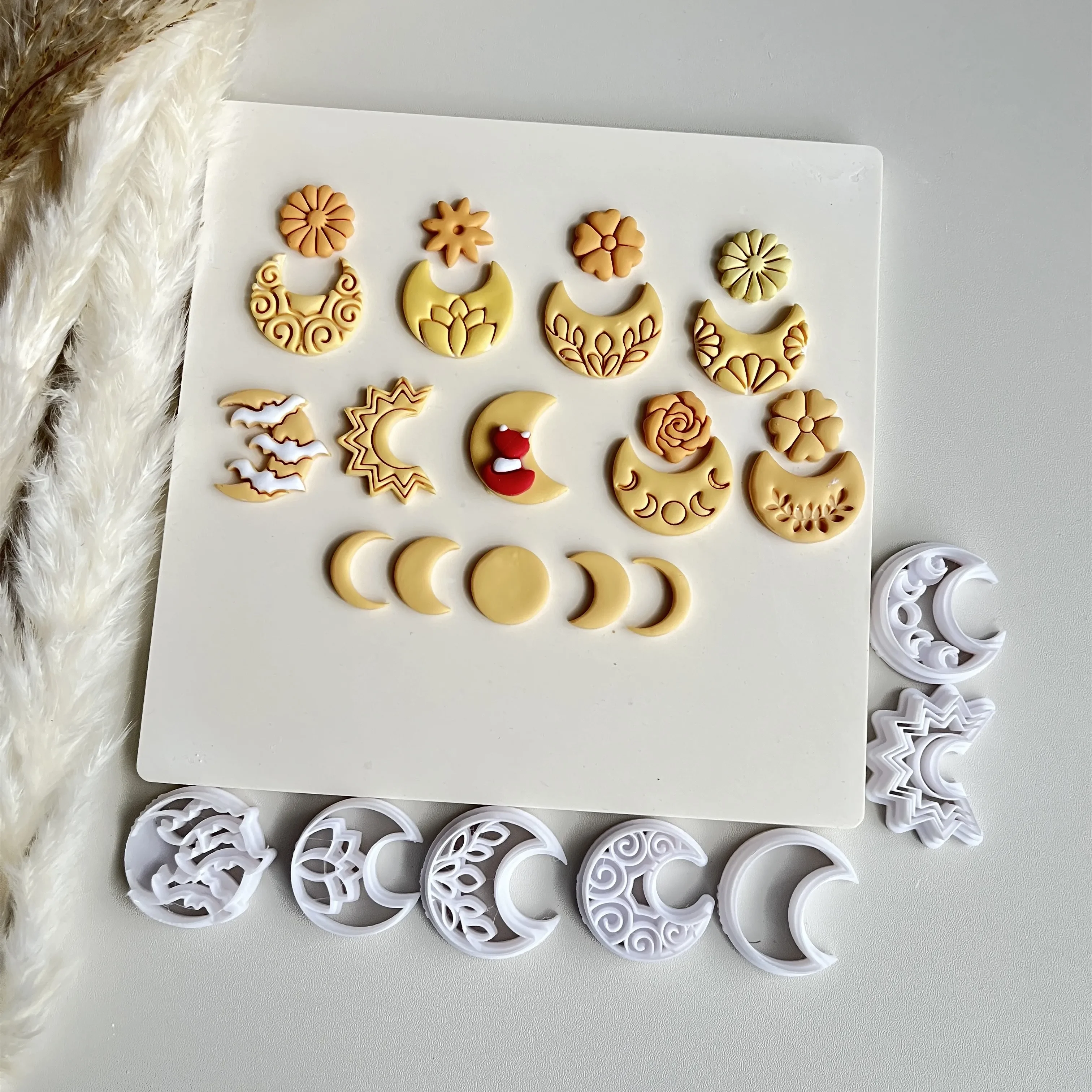 The-Moon-Collection-of-Different-Moon-Shapes-Is-Made-with-A-Clay-Mold ...