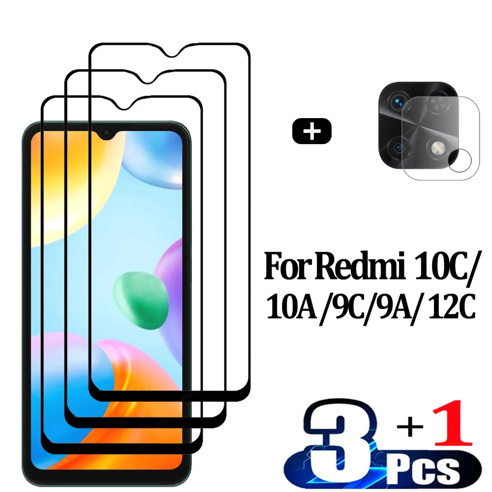 Pelicula, Front Tempered Glass For Xiaomi Redmi 10C NFC Screen Protectors Redmi 12C 10 C 9C ...