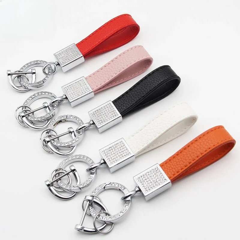 New-Cowhide-Leather-Keychains-for-Women-Men-Waist-Belt-Buckle-Carabiner ...