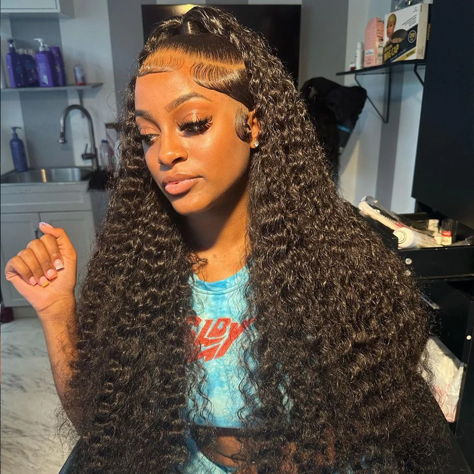 Perruque Lace Front Wig 360 naturelle ondulée, cheveux bouclés, Loose ...