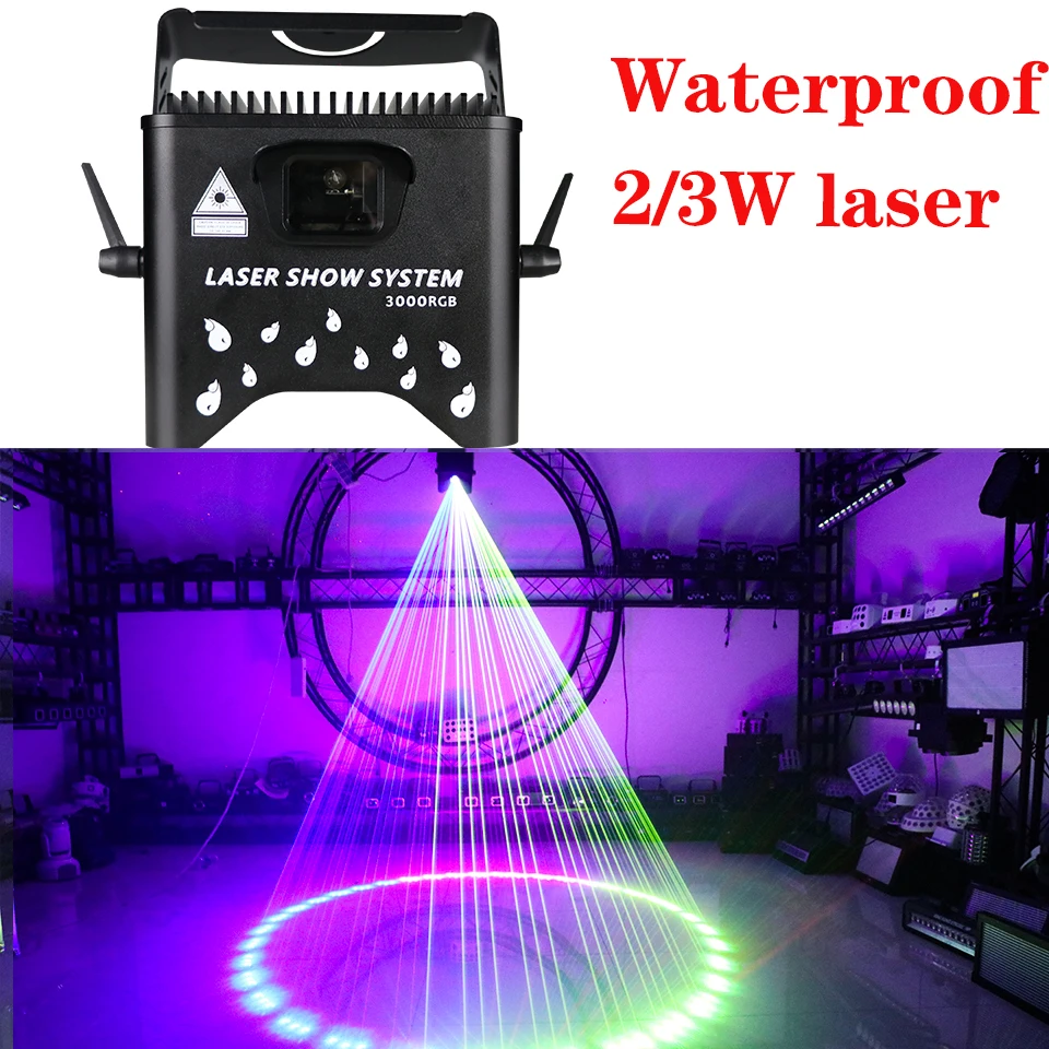 Waterproof 2/3W Beam Laser Projector Light DMX512 RGB DJ Disco Stage ...