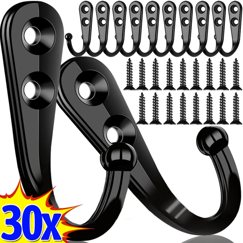 1-30Sets-Multi-Purpose-Hooks-with-Screws-Zinc-Alloy-Wall-Mounted-Key ...