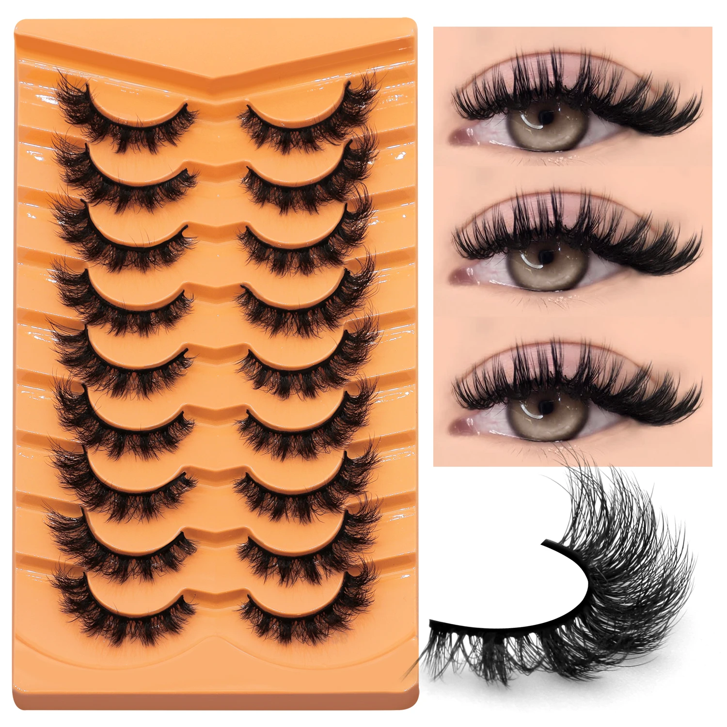 GROINNEYA Fluffy Eyelashes Soft 3D Mink False Eyelashes Volume Mink ...