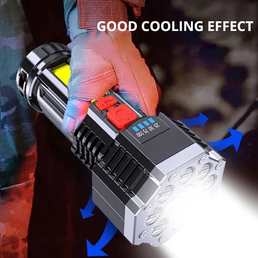 9led Super Bright Flashlight Rechargeable Outdoor Multi-function ...