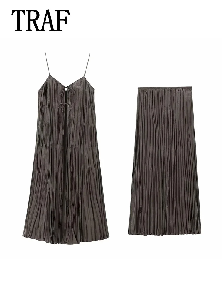 TRAF-Conjunto-de-dos-piezas-para-mujer-conjunto-de-falda-Midi-chaleco-y ...