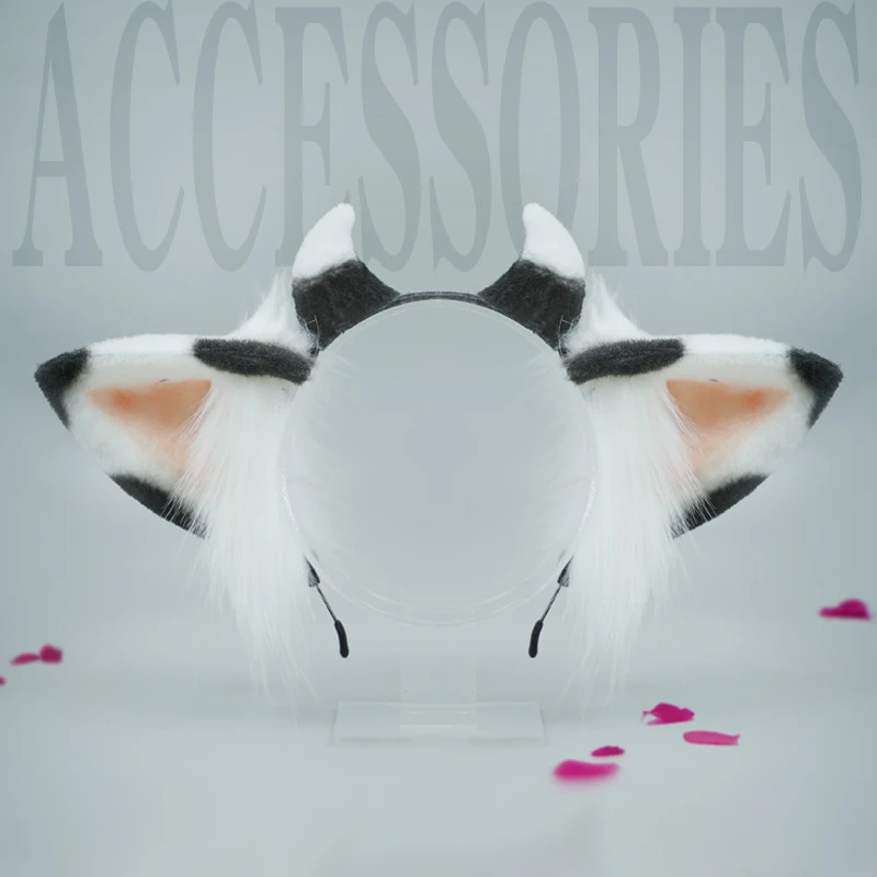 Simulated Cow Ears Headwear Kawaii Furry Pink Headband Animals Cosplay ...
