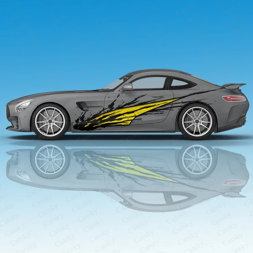 Striped abstract ink splatter Car stickers ita car tuning racing vinyl ...