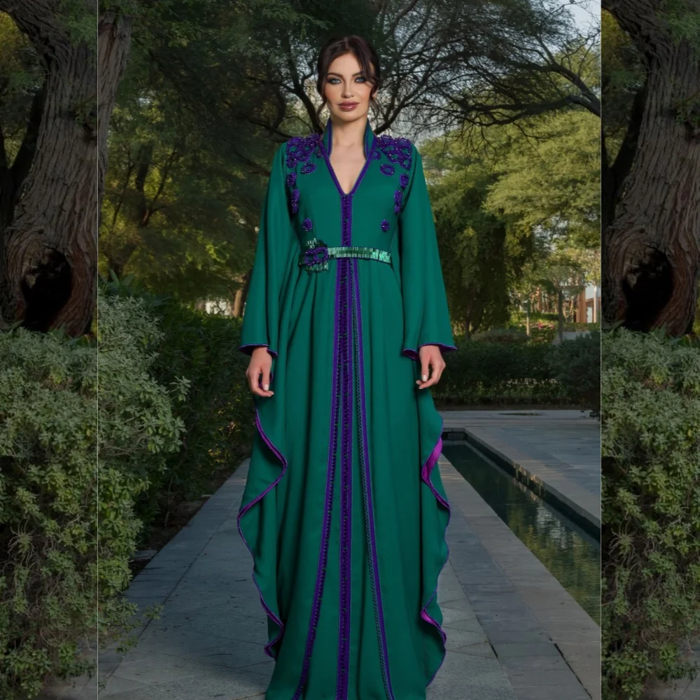 Prom-Dress-Saudi-Arabia-Jersey-Flower-Sashes-Ruched-Wedding-Party-A ...