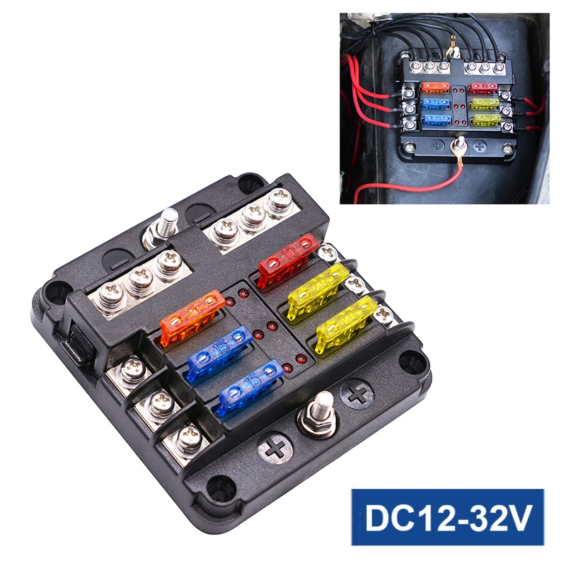 12V-32V-Power-Distribution-Panel-LED-Warning-Indicator-Car-Boat-Fuse ...