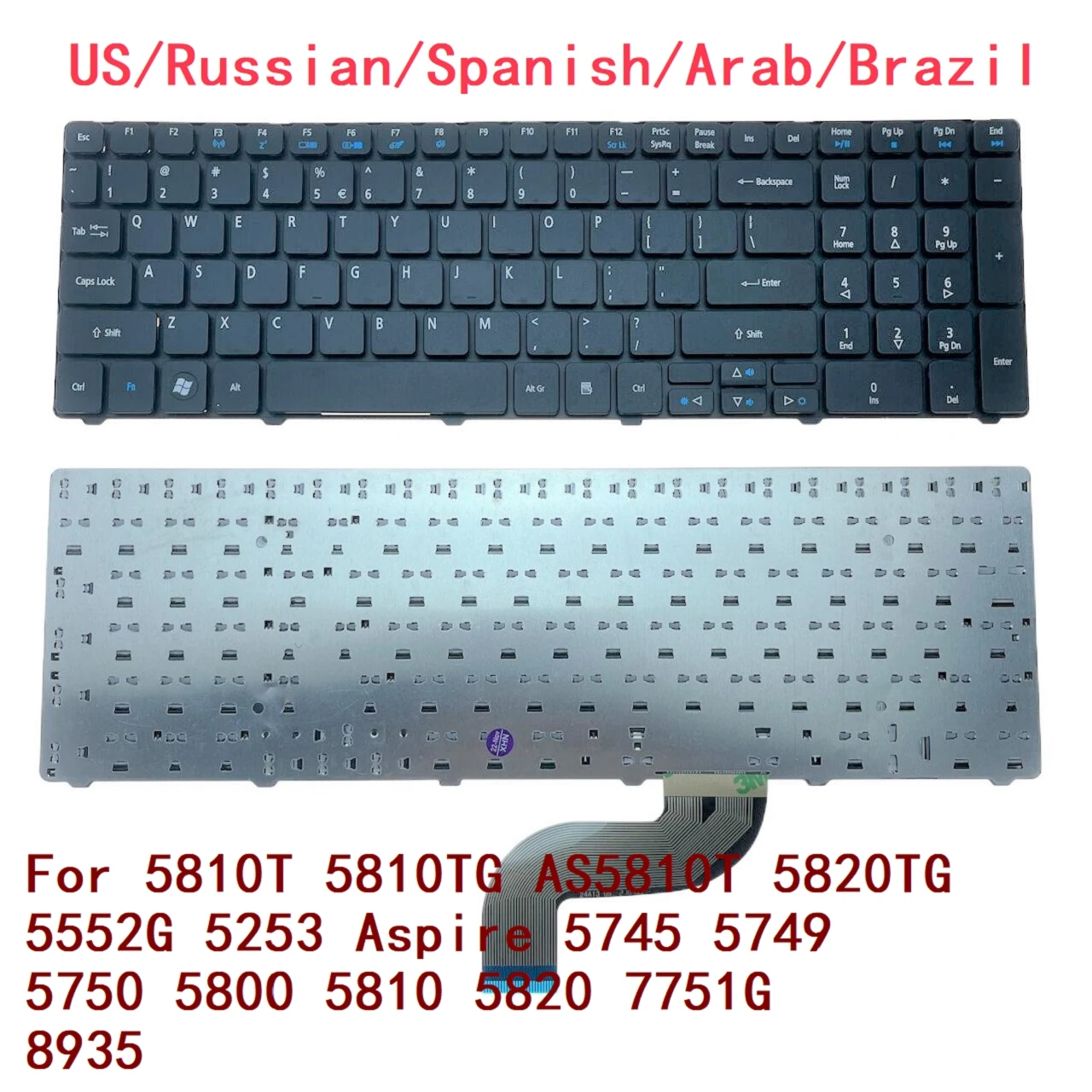 US-RU-SP-AR-BR-Keyboard-For-Acer-5810T-5810TG-AS5810T-5820TG-5552G-5253 ...