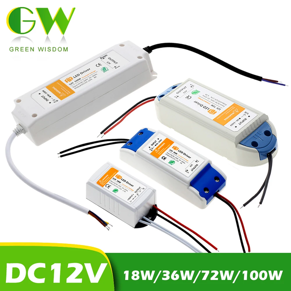 DC-12V-LED-Driver-18W-36W-72W-100W-Lighting-Transformers-High-Quality ...