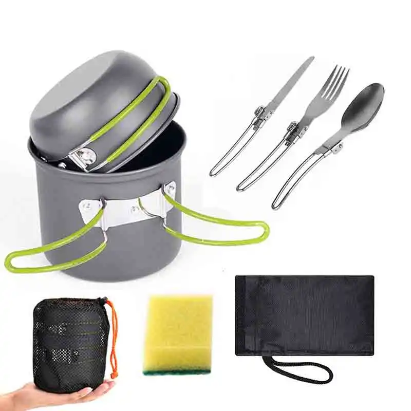 Camping Cooking Utensils Outdoor Aluminum Tableware 1-2 Persons Set ...