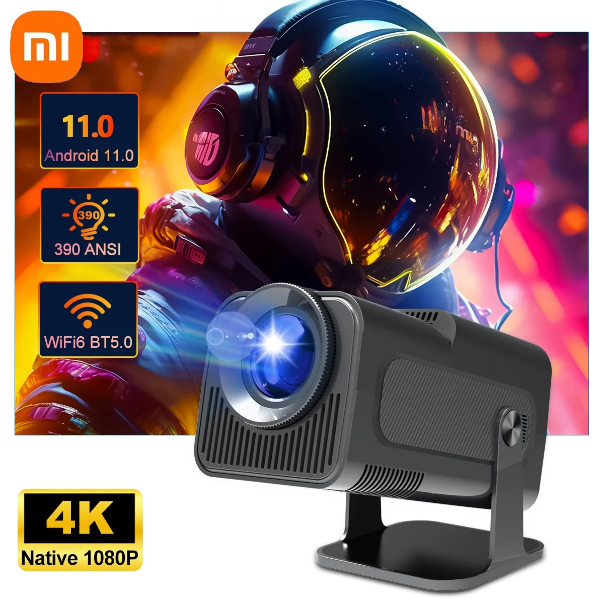 Xiaomi-4K-Android-11-Projector-Native-1080P-390ANSI-HY320-Dual-Wifi6 ...
