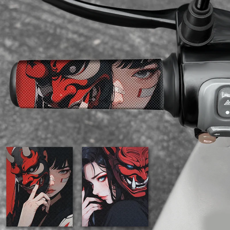 2PCS JDM Mask Motorcycle Grip Stickers Waterproof Anti-slip Self ...