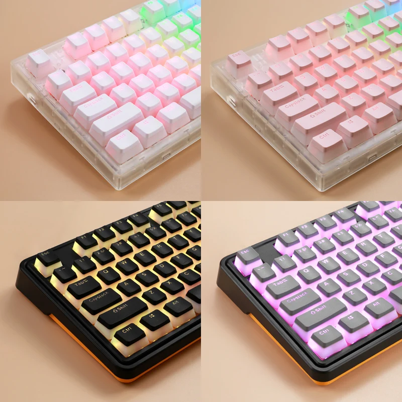 129 Keys PBT Keycaps Pudding Milk OEM Height Double Shot Backlight ...