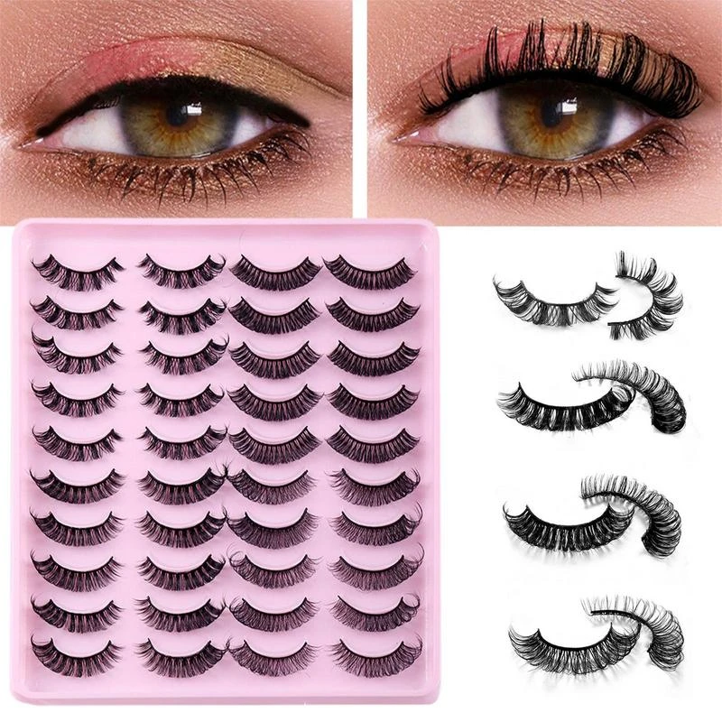 20 Pairs Lashes Natural Look 3d Lashes Fluffy Wispy False Eyelashes ...
