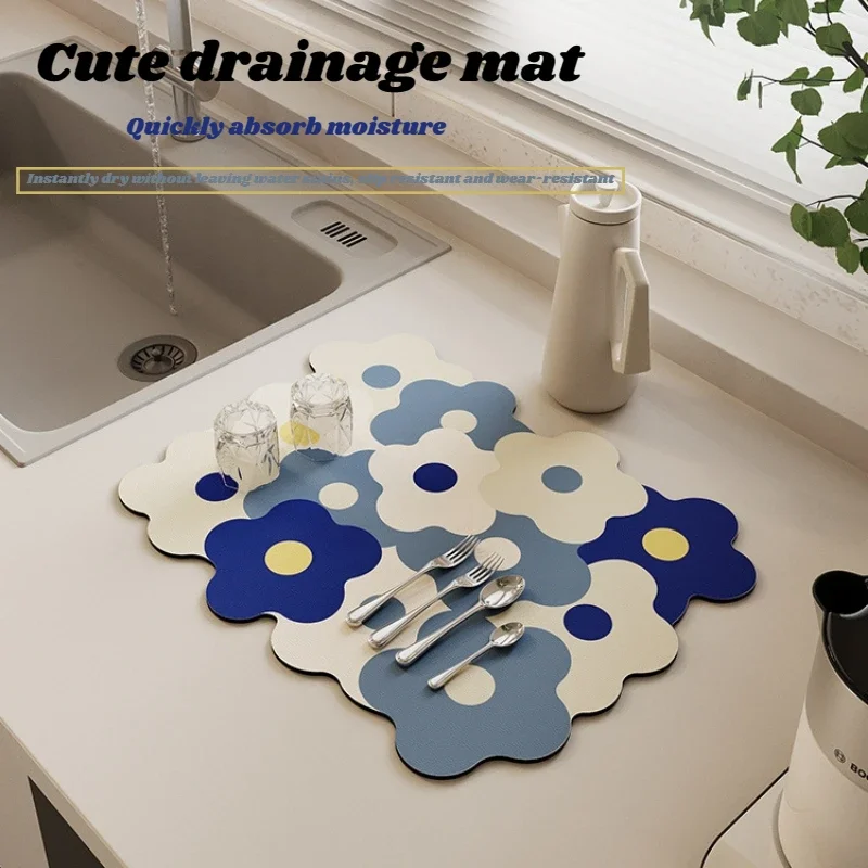 Kitchen-Countertop-Diatomaceous-Mud-Drainage-Mat-Absorbent-Mat ...