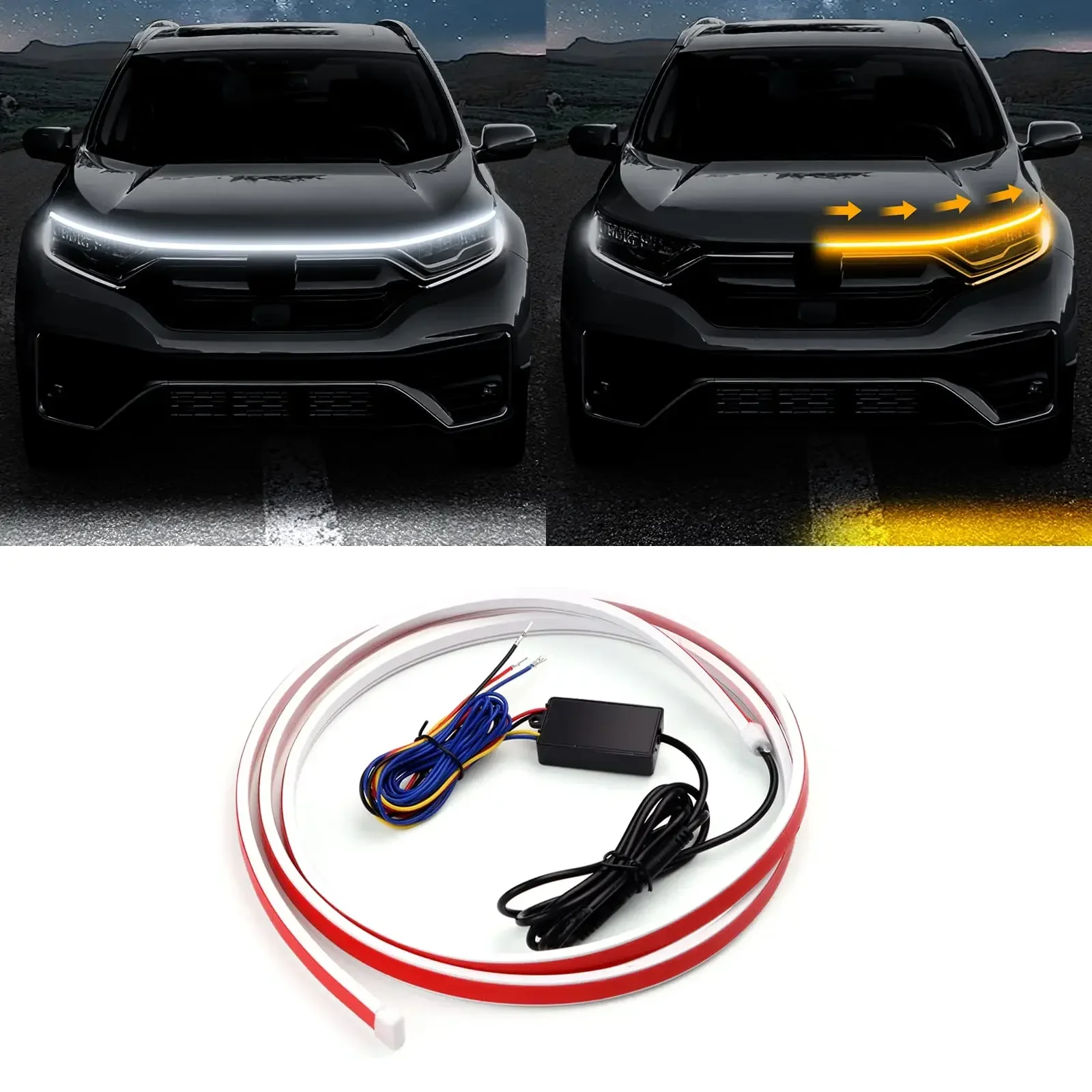 LED-Car-Daytime-Running-Light-Strip-Start-Scan-Yellow-Turn-Signal ...
