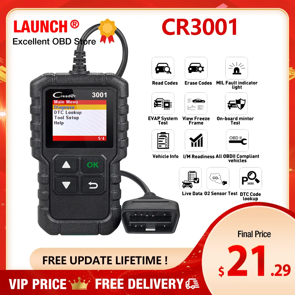 Lançamento X431 Cr3001 Completa Obd2 Scanner Desligar Creader 3001 ...