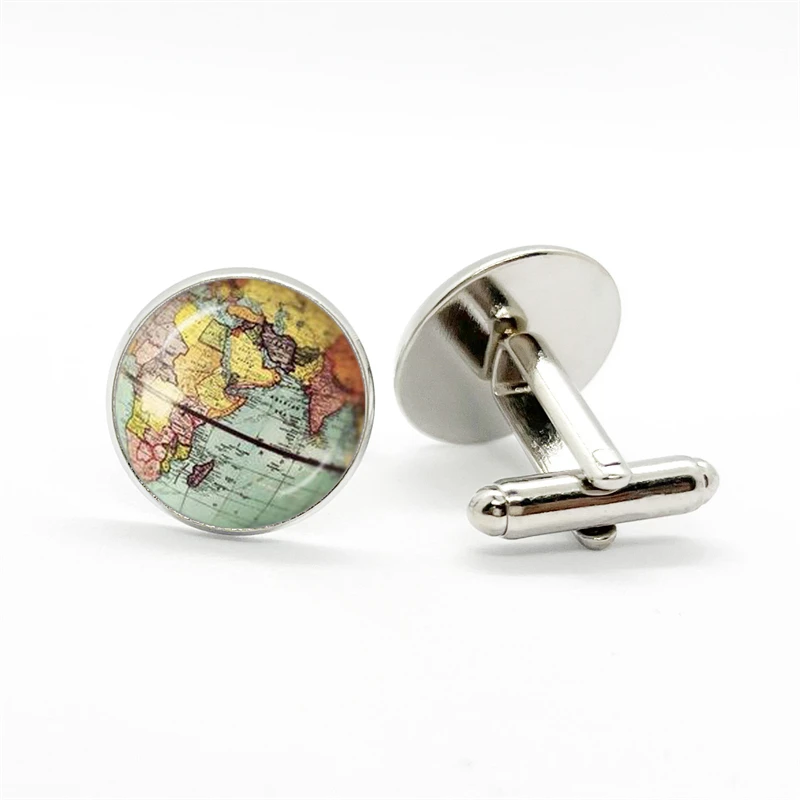 Vintage-Earth-World-Map-Cufflinks-Globe-Planet-Art-Photo-Crystal-Glass ...