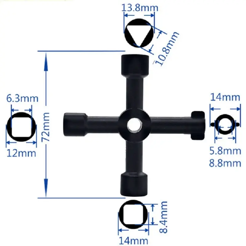 4 Way Universal Cross Triangle Wrench KEY for Train Electrical Elevator ...