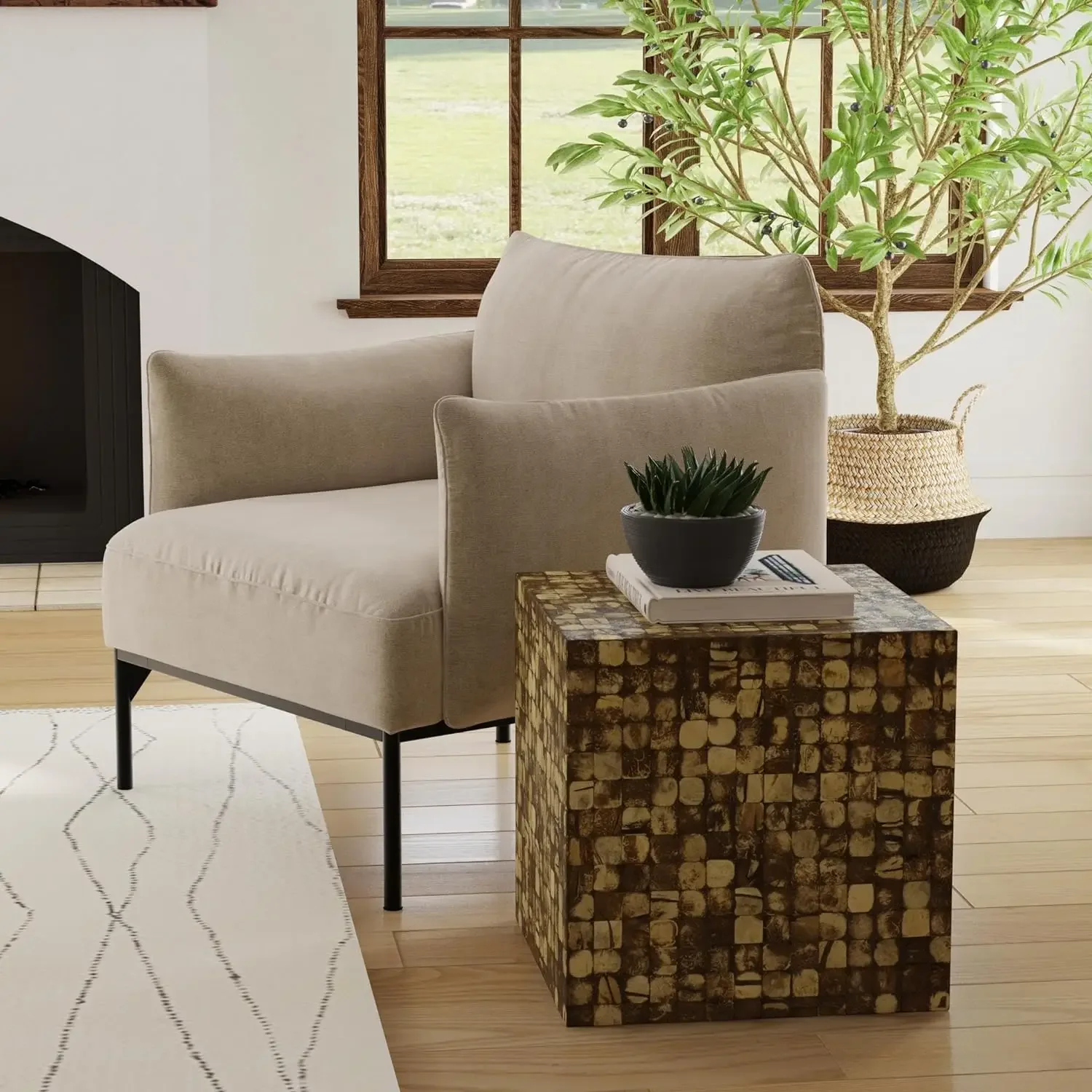 East-at-Main-Round-Side-Table-Real-Coconut-Shell-Mosaic-Inlaid-Pre ...