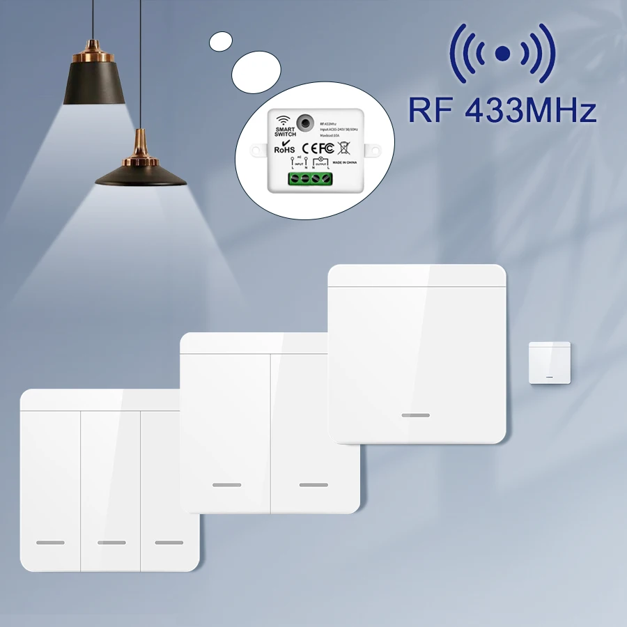Wireless-Smart-Switch-Light-RF-433Mhz-Remote-Control-1-2-3Gang ...