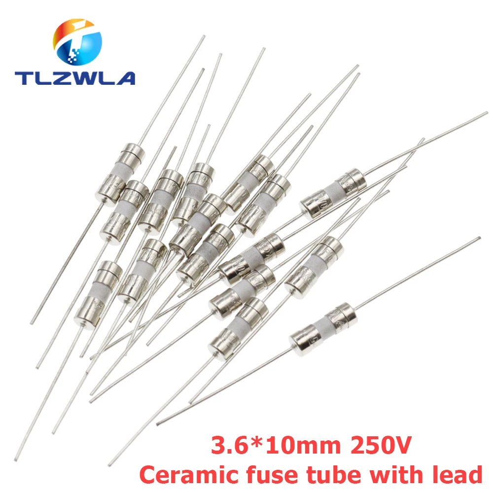 10PCS Quick Break 3.6X10MM Lead Wire Slow Blow Ceramic Fuse Tube 0.5A ...