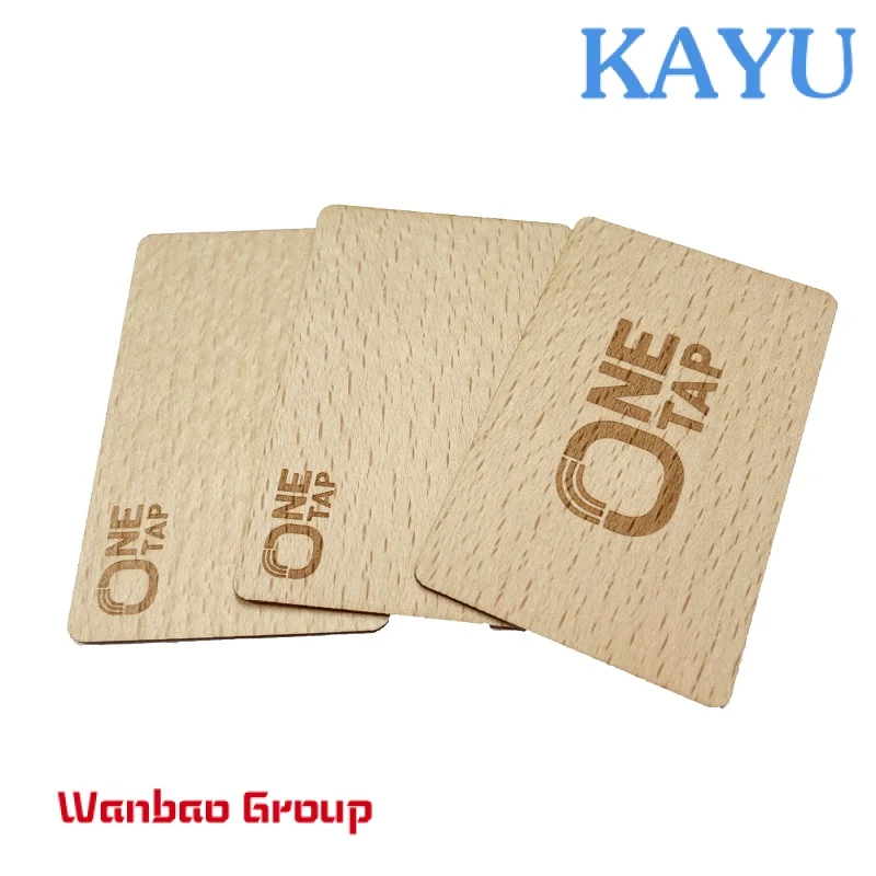Custom RFID IC wooden key card mhz f08 chip visit card bamboo nfc tap ...