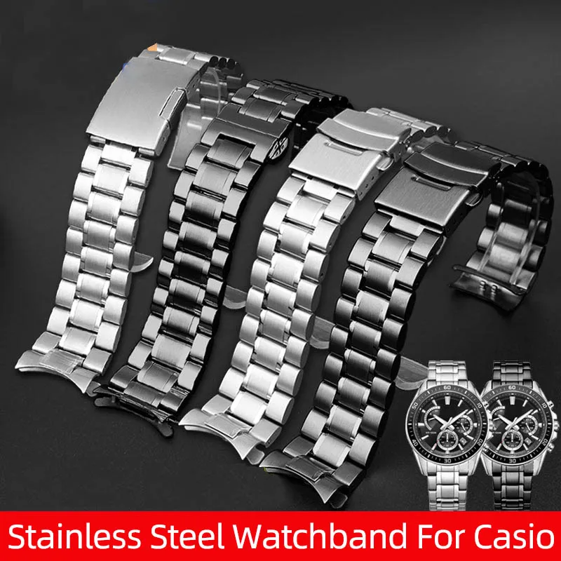 Correa-de-acero-inoxidable-para-reloj-Casio-EDIFICE-correa-de-20mm-y ...
