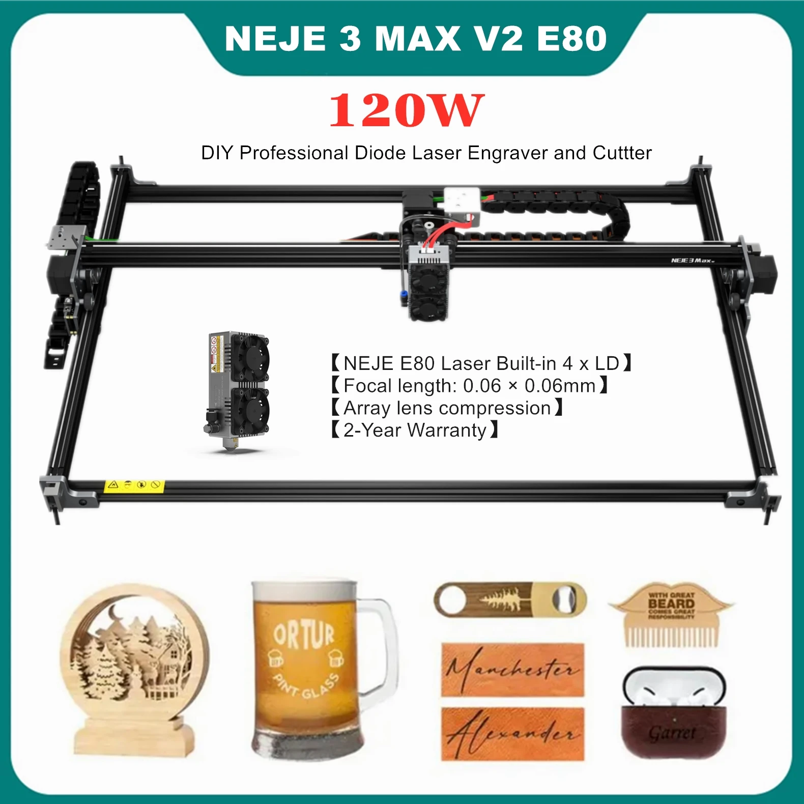 NEJE-3-Max-V2-E80-120W-Professional-CNC-Laser-Cutter-Engraver-Metal ...