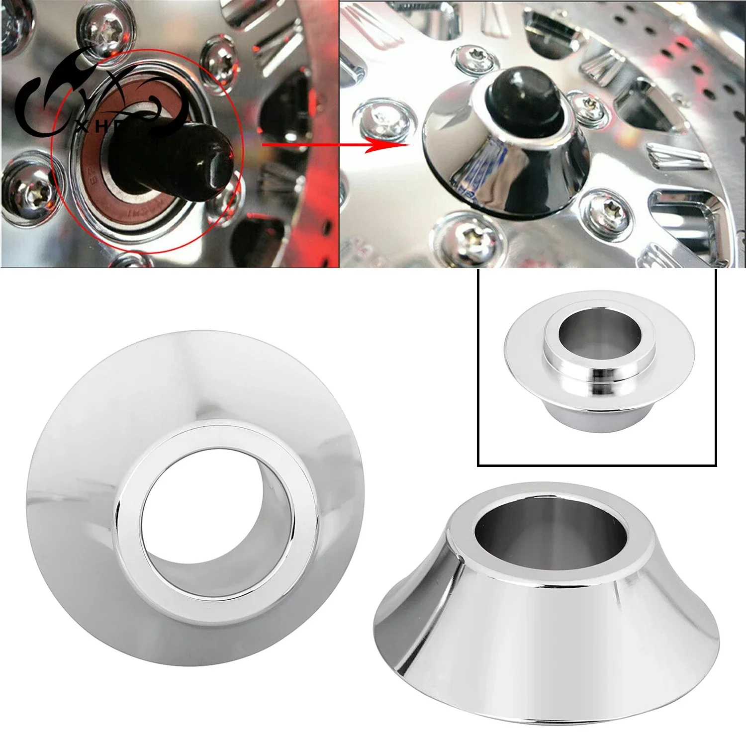 Chrome-Motorcycle-Front-Tapered-Axle-Wheel-Spacers-25mm-For-Harley-Road ...