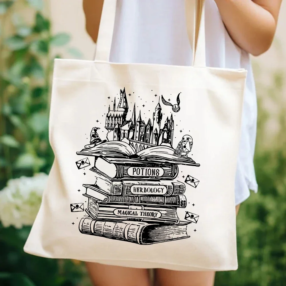 Magical-Wizard-Bookstore-Castle-Print-Womens-Handbags-Movie-Inspired ...