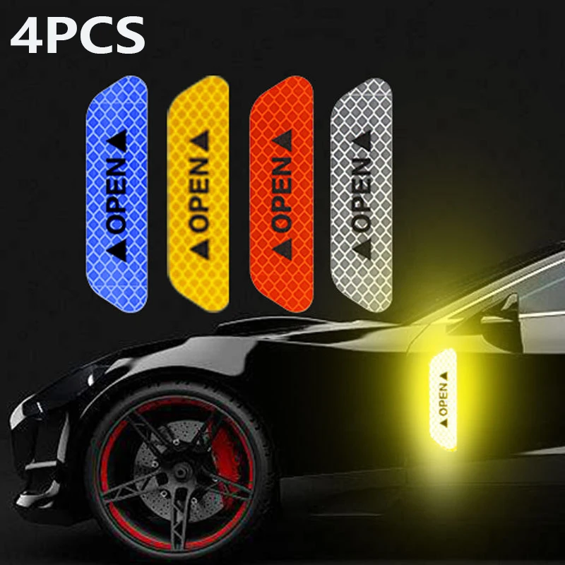 4PCS-Set-Car-Door-Stickers-Universal-Tape-Safety-Warning-Mark ...