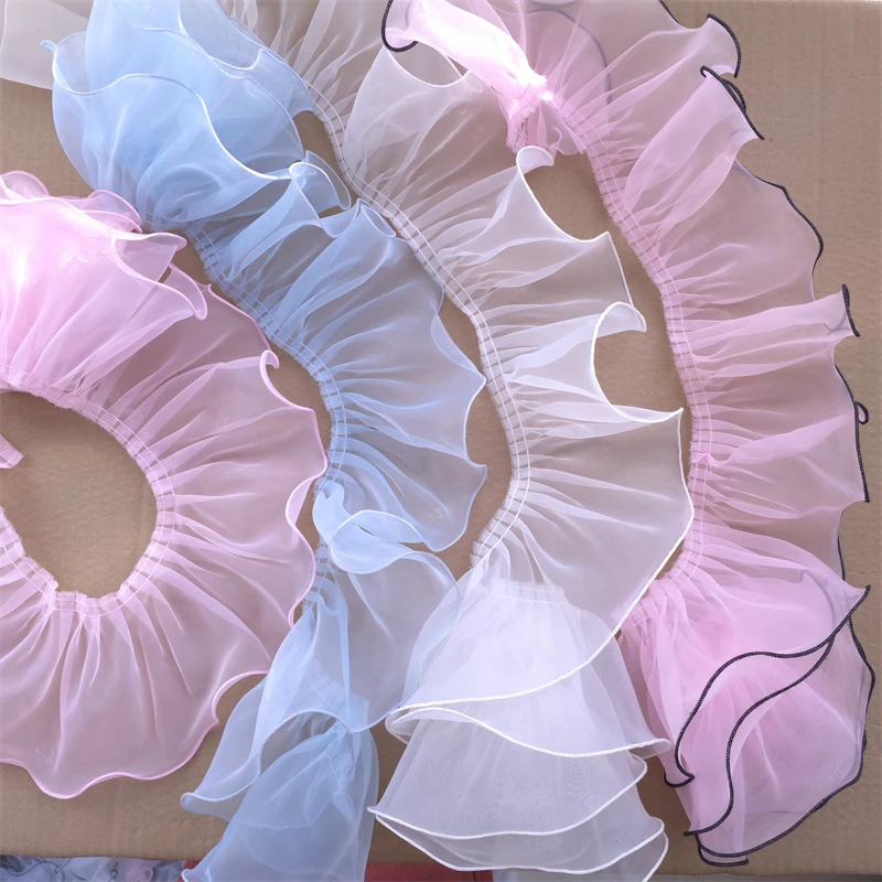 12cm Wide Color Organza Pleated Organ Tulle Lace Ribbon DIY Curtain ...