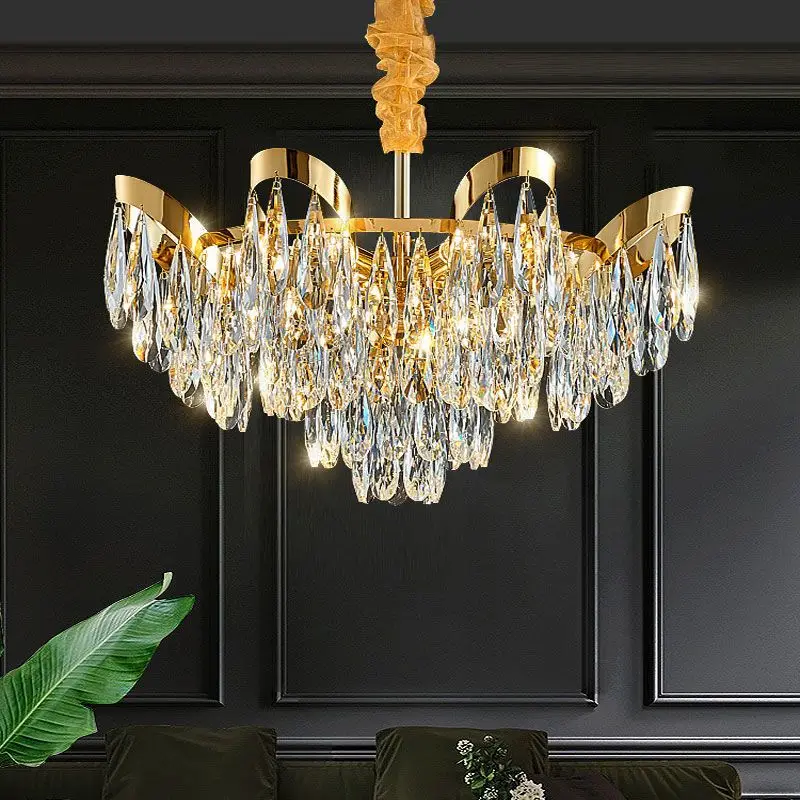 Modern-LED-Sunflower-Crystal-Ceiling-Chandeliers-Bionic-Luxury-Pandent ...