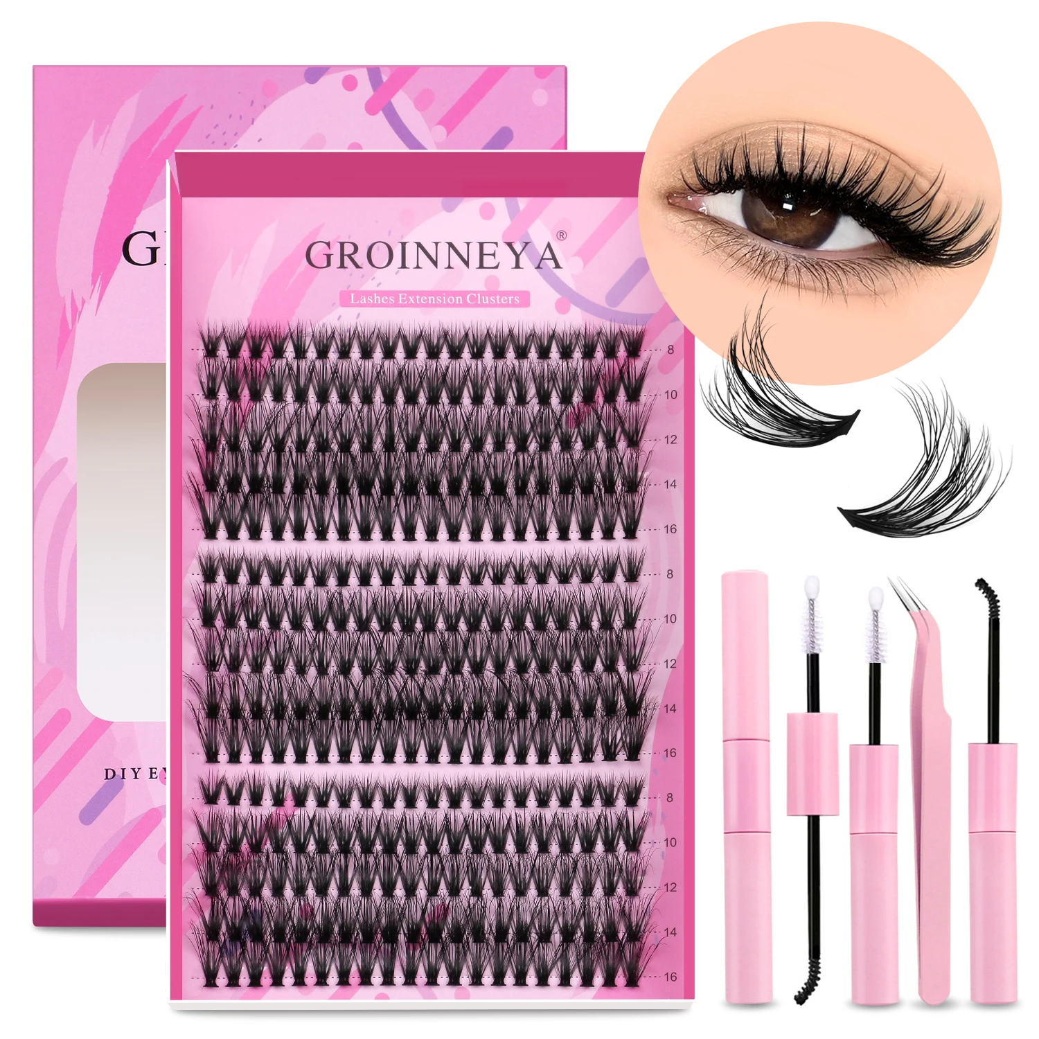 GROINNEYA-DIY-Lash-Extension-Kit-Individual-Lashes-Cluster-Mix ...