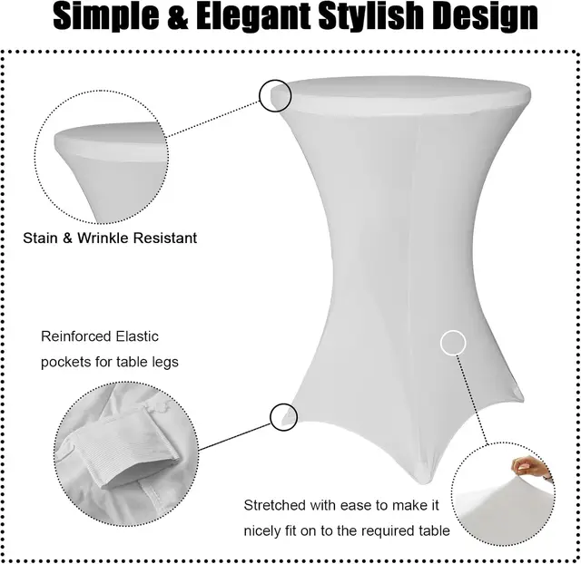 Square Table Cloth Round Stretch Spandex Tablecloth - Fitted Elastic ...