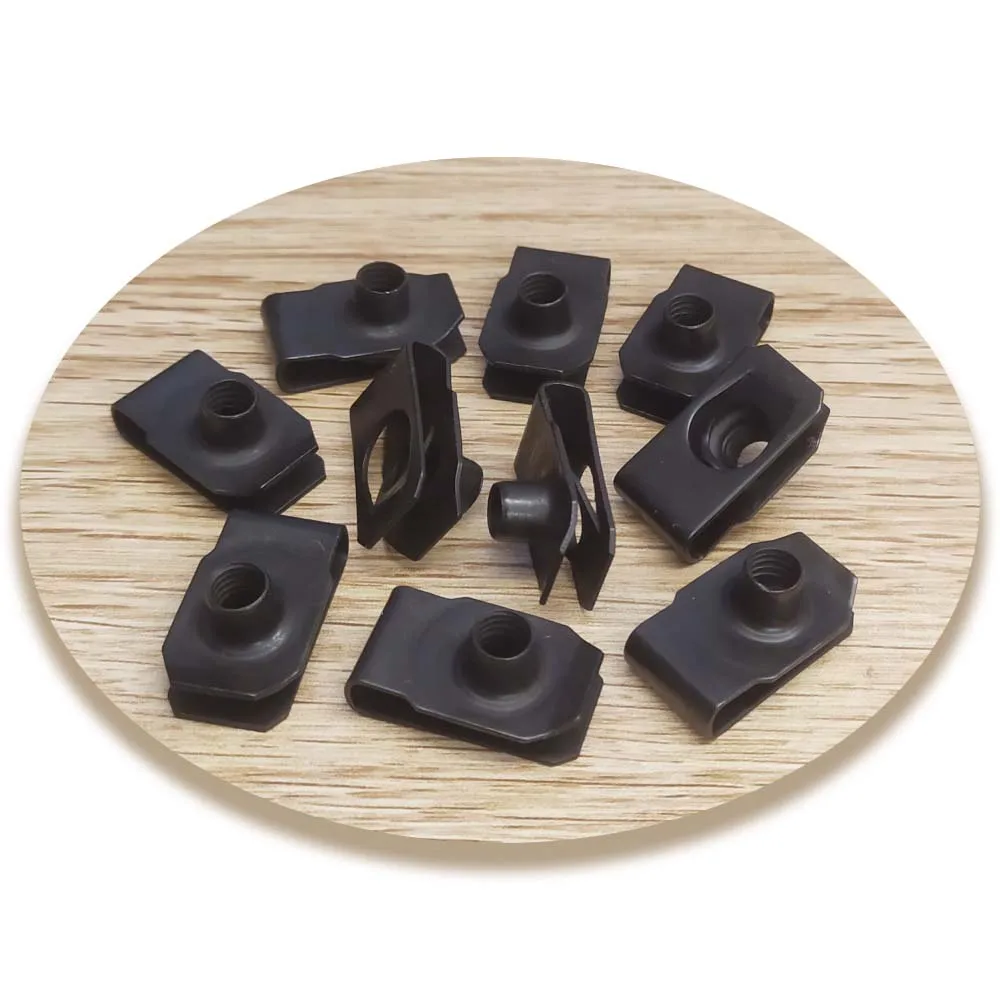 10pcs Black U Type Clips with Thread M6 6mm Reed Nuts Licence Plate ...