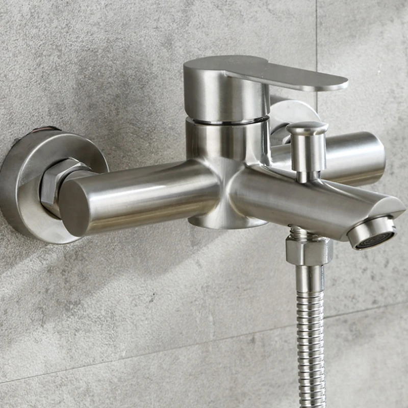 304-stainless-steel-Shower-Faucet-Hot-and-Cold-Water-Tap-Bathroom-Set ...