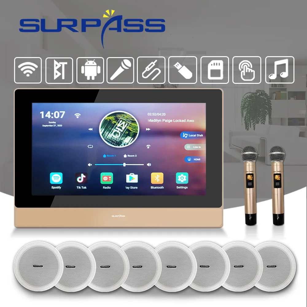 Stereo Touch Screen Wall Amplifier Bluetooth compatible WiFi Android 8. ...