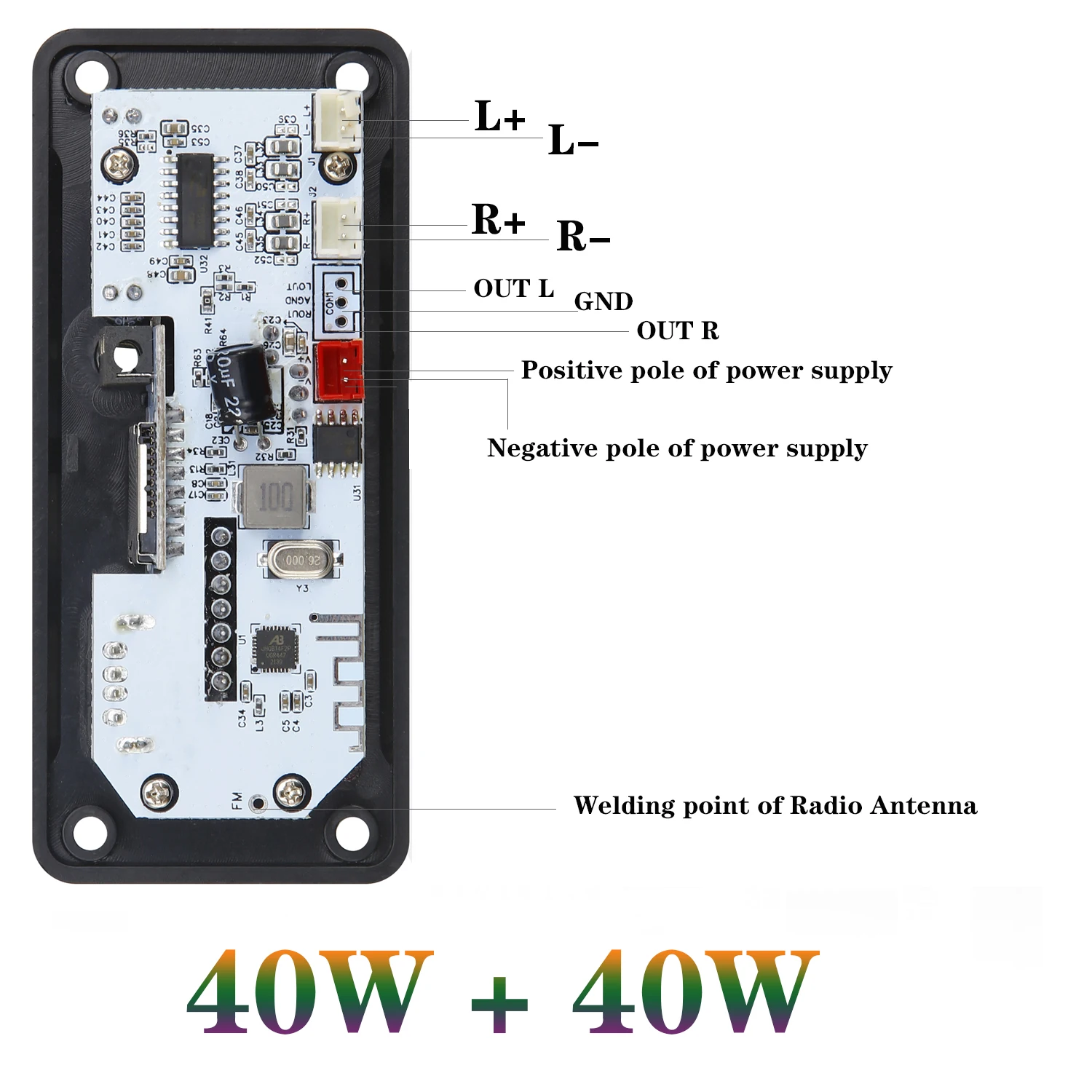 DC 7 24V 80W 앰프 MP3 디코더 보드 볼륨 조절 블루투스 5.0, 2x40W MP3 WMA WAV 플레이어 USB ...