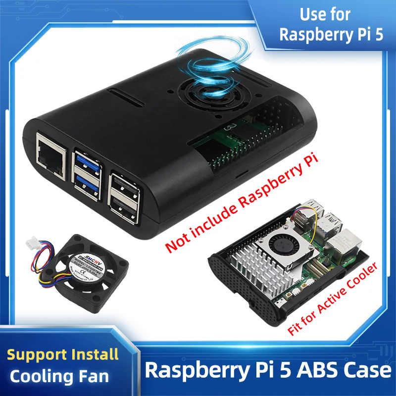Raspberry-Pi-5-ABS-Case-Plastic-Shell-Optional-Aluminum-Heatsink-Speed ...