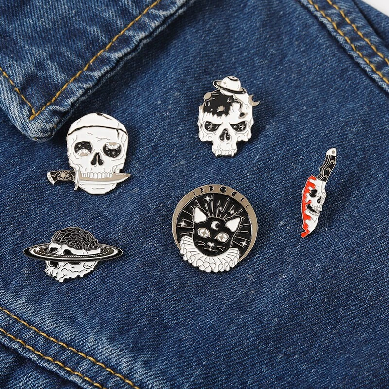 Punk Gothic Collection Enamel Pins Set Custom Skeleton Witch Ouija ...