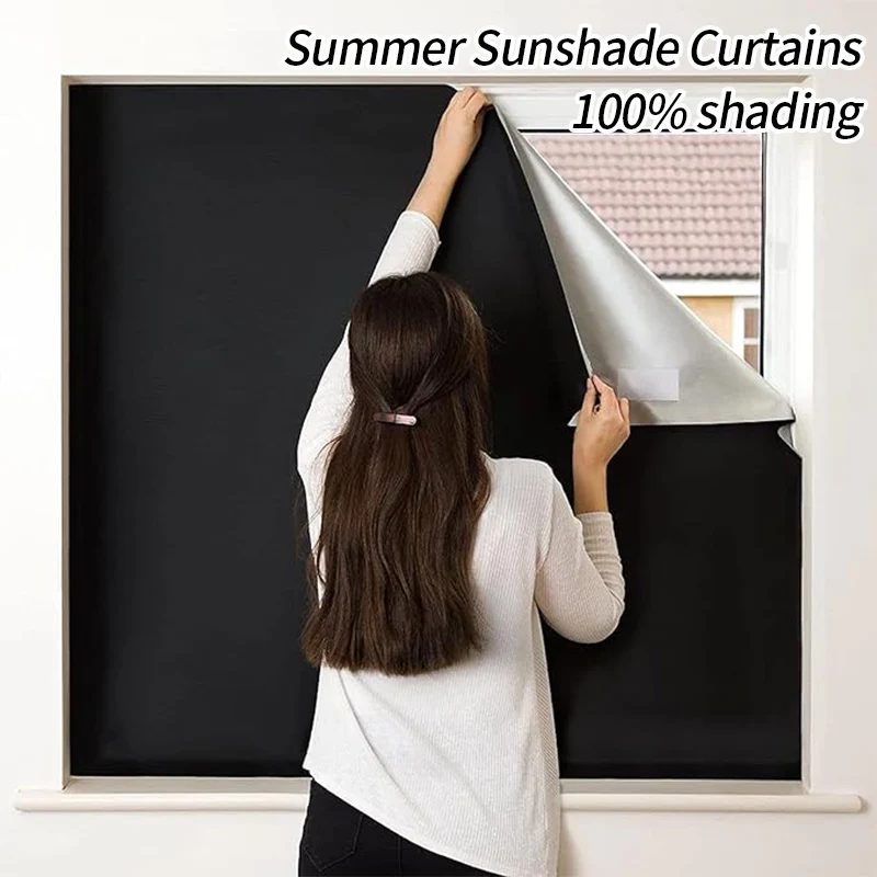 Self-adhesive 100% Blackout Curtain Anti-UV Balcony Sun Shade Cloth ...