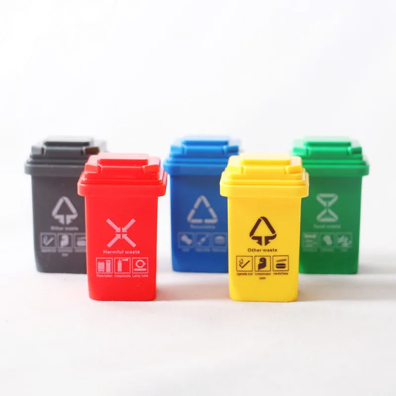 1:12 Dollhouse 5pcs/set Mini Trash Can Garbage Sorting Bin For Kids ...