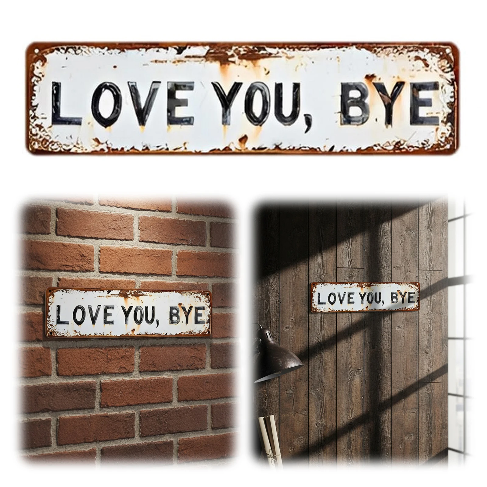 Love You Bye Retro Metal Wall Plaque Multi-Purpose Vintage Metal Wall ...
