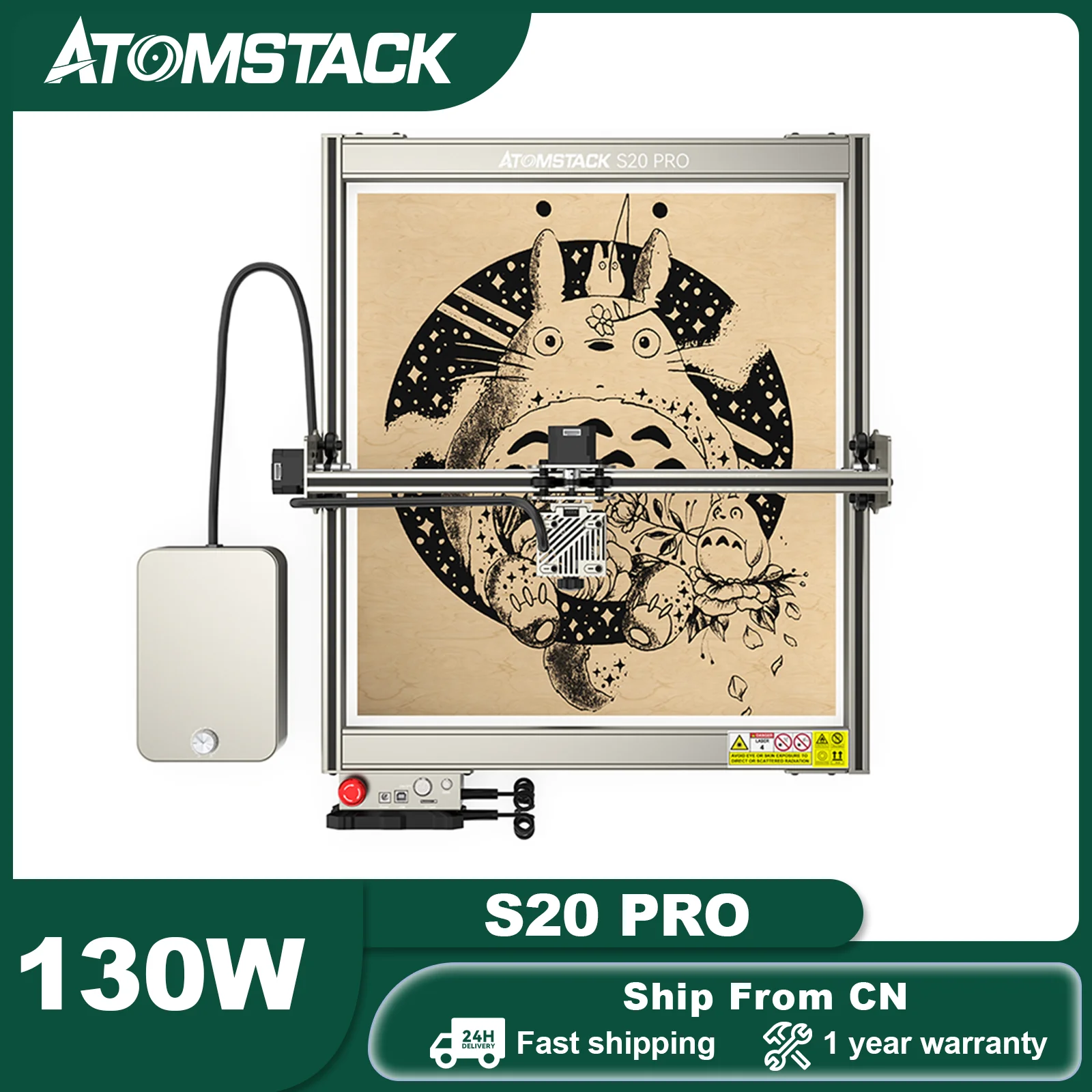 ATOMSTACK máquina de grabado láser S20 Pro, grabador láser con asistencia aérea, 130W, 400x400mm ...