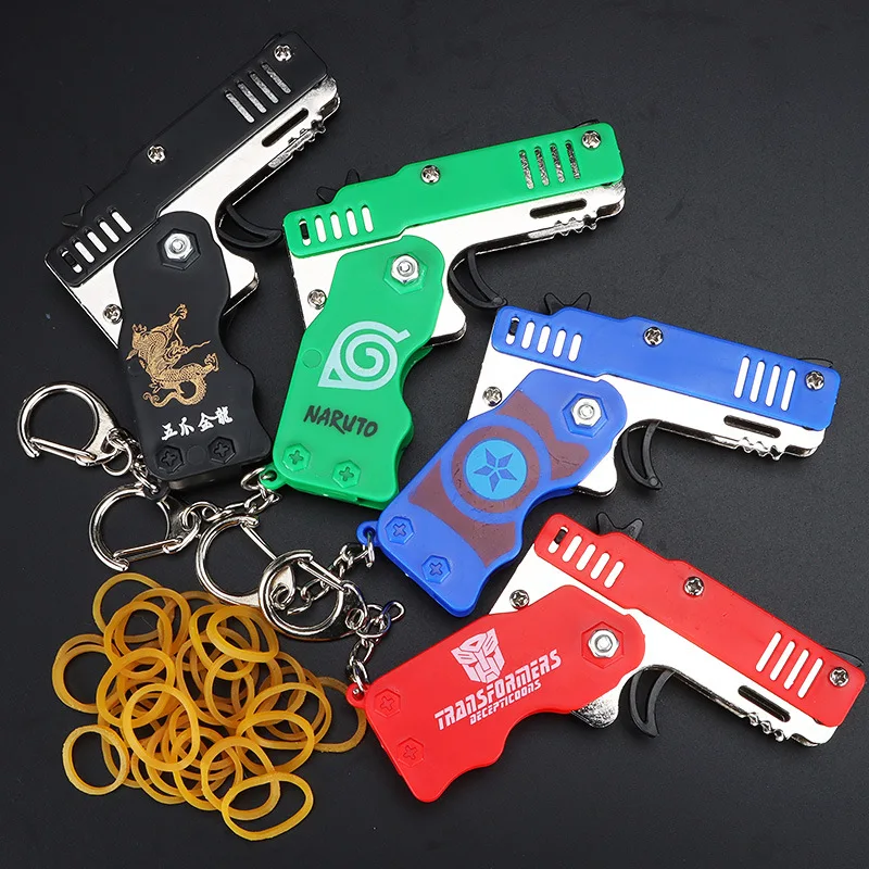 Rubber Band Gun Toy Mini Metal Folding | Keychain Rubber Band Gun ...