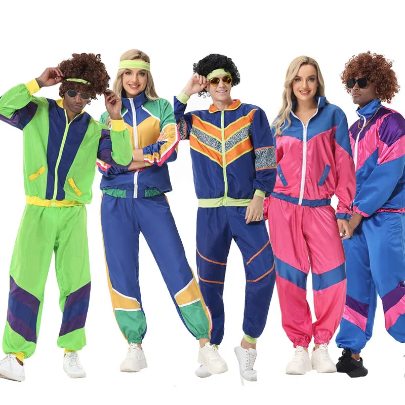 Adult-Women-Men-80s-90s-Retro-Sportwear-Hippie-Disco-Cosplay-Costume ...